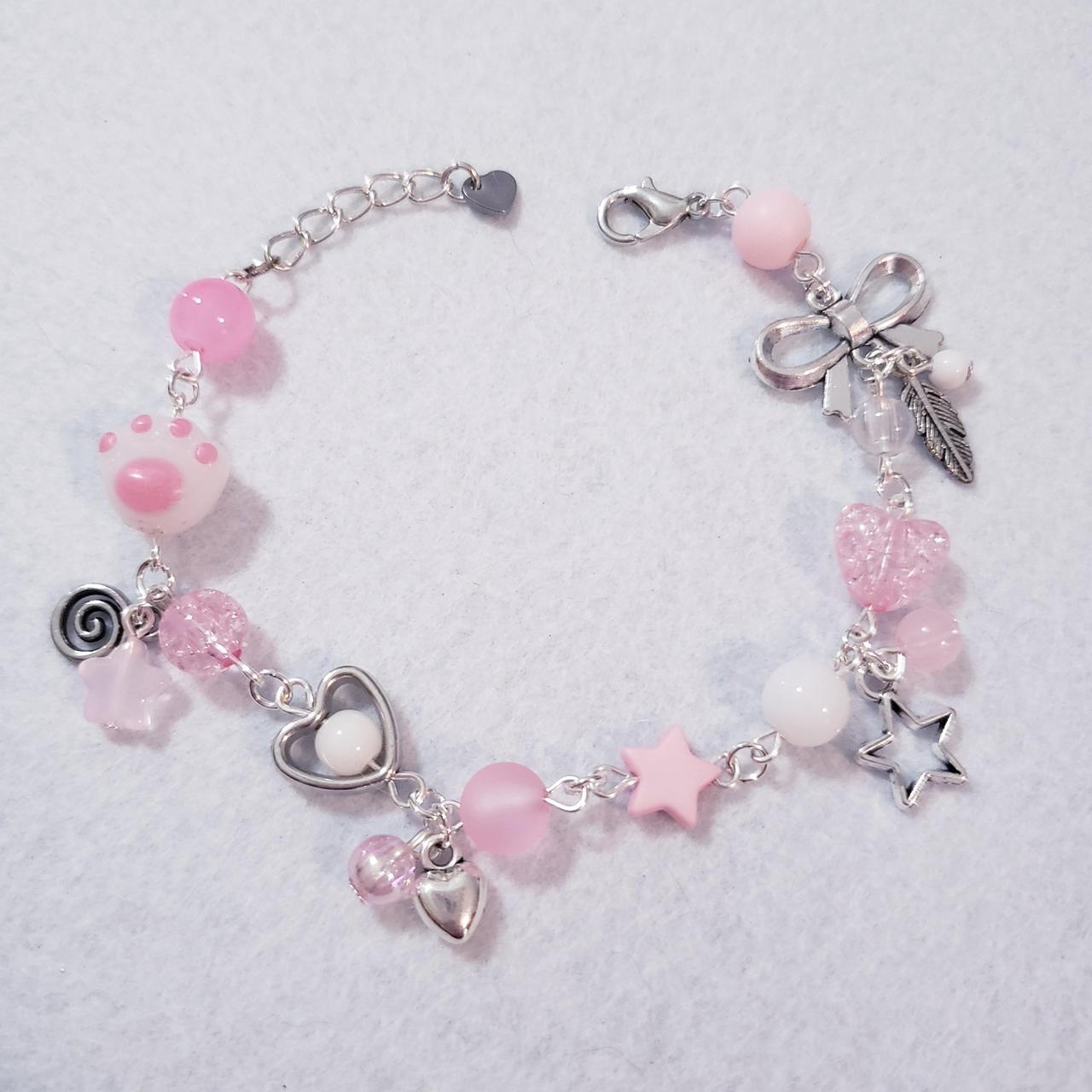 Pink Clutter Bracelet ⚫ Bracelet No. 85 🎀 Handmade... | Depop