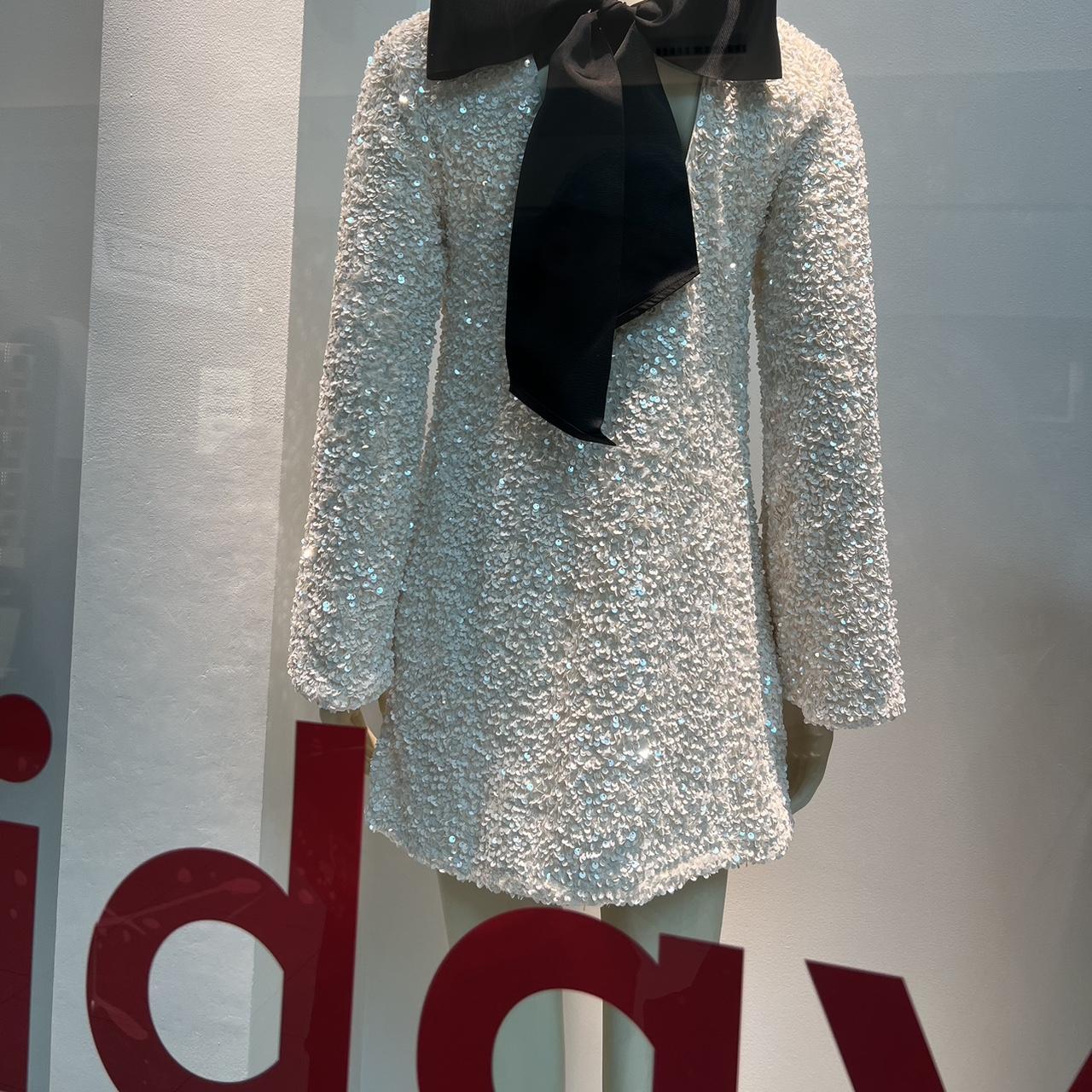 viral h&m sequin bow dress only wore once for... - Depop