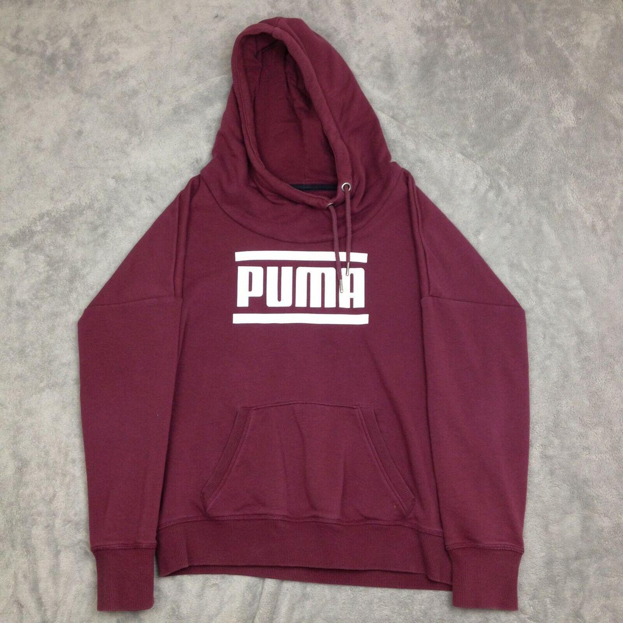 Mens Puma High Neck Pullover Hoodie - Maroon - Size... - Depop