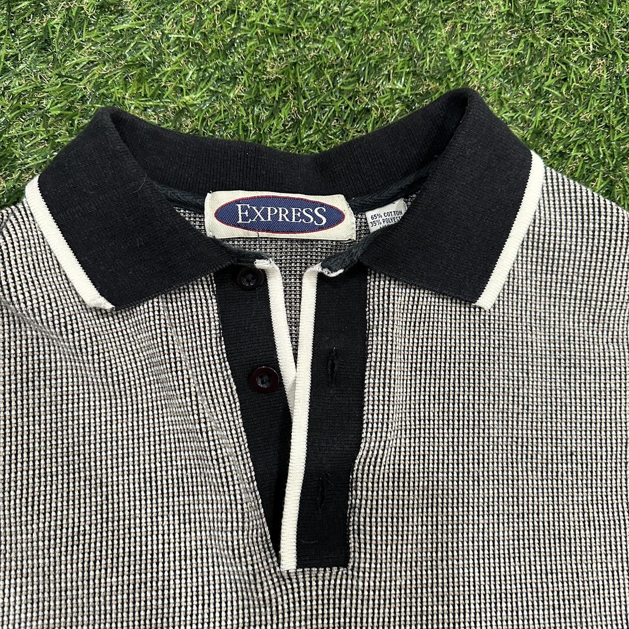 Vintage Patterned Express Polo Collared shirt size... - Depop