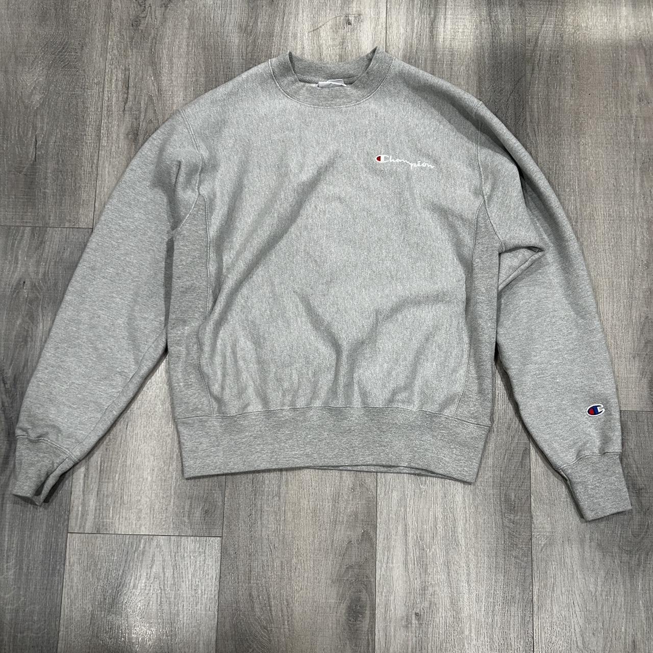 Vintage Grey Champion Sweater Size Large #Champion... - Depop