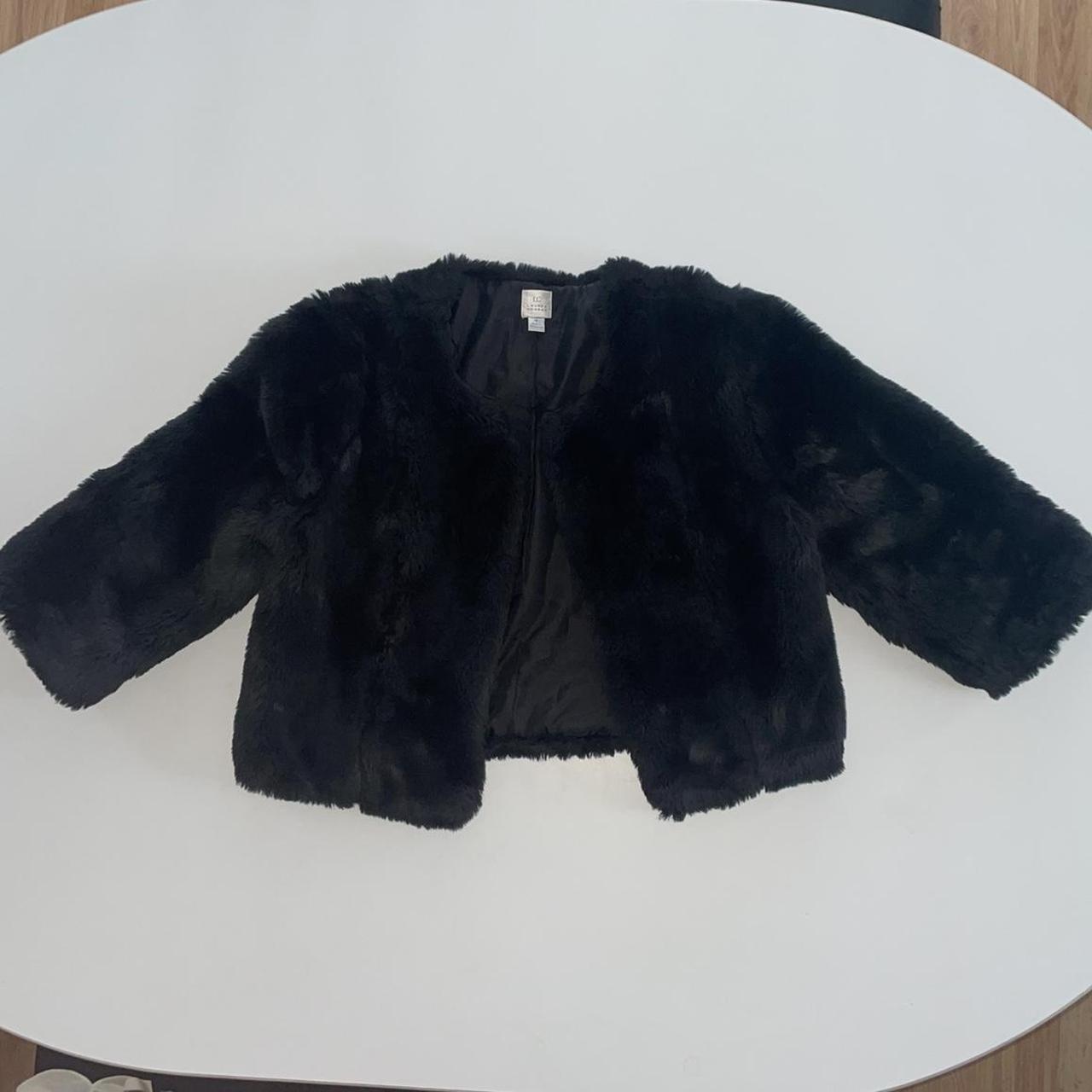 Lauren Conrad black mini fur coat, cropped and... - Depop