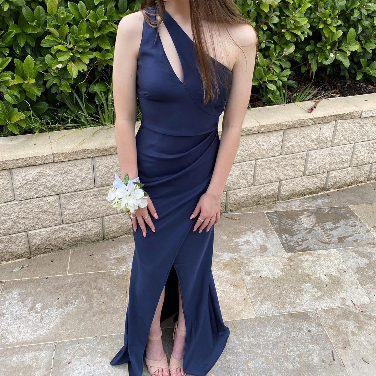 SHEIKE matrix maxi dress in navy blue - one shoulder... | Depop