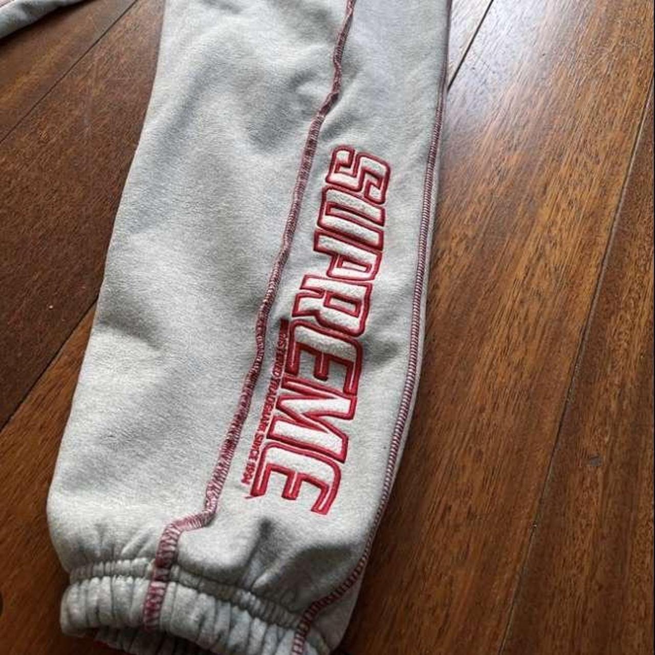 Supreme reverse stitch tracksuit 🪖Grey / Red 🪖High... - Depop