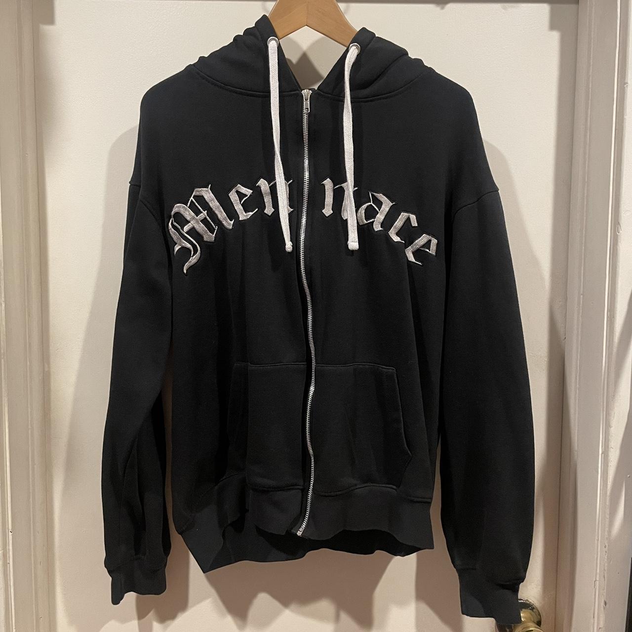 Mennace Men's Black and Grey Hoodie | Depop