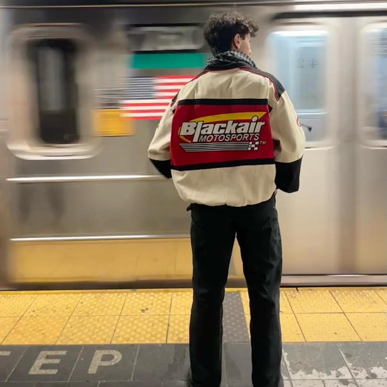 Black Air Racing Jacket Brown/Green Size XL - Depop