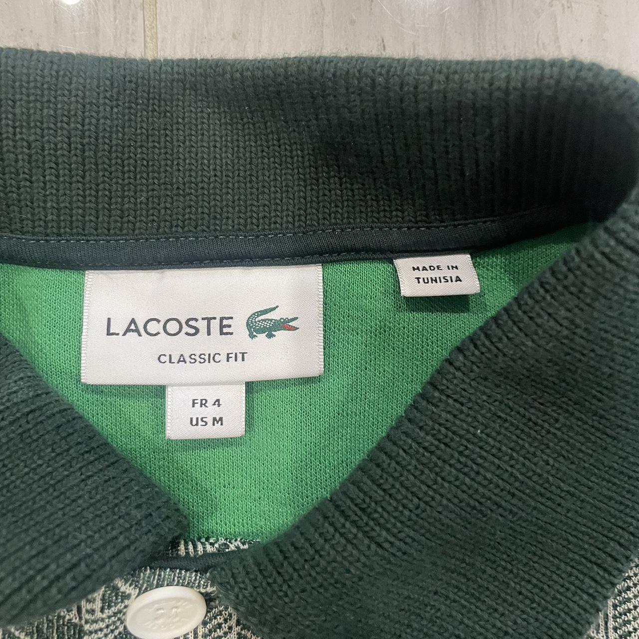 Lacoste Polo Shirt Green Monogram Size Medium - Depop