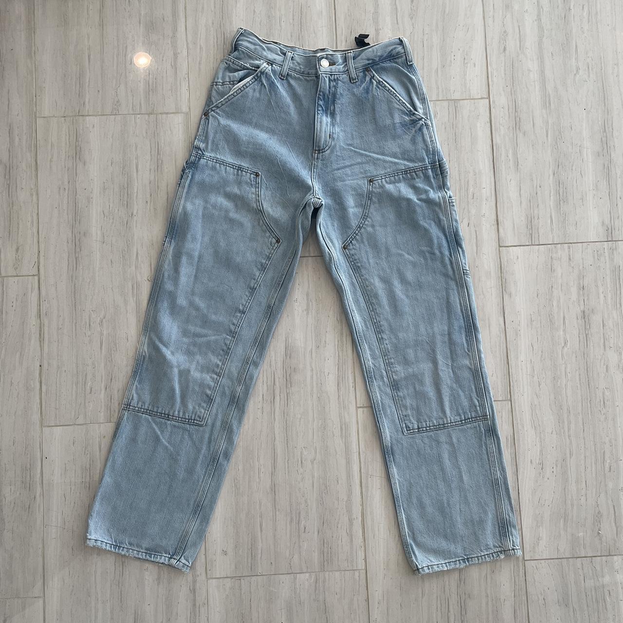 Zara Blue Jeans Double Knees/ Carpenter Pants Size 29 - Depop