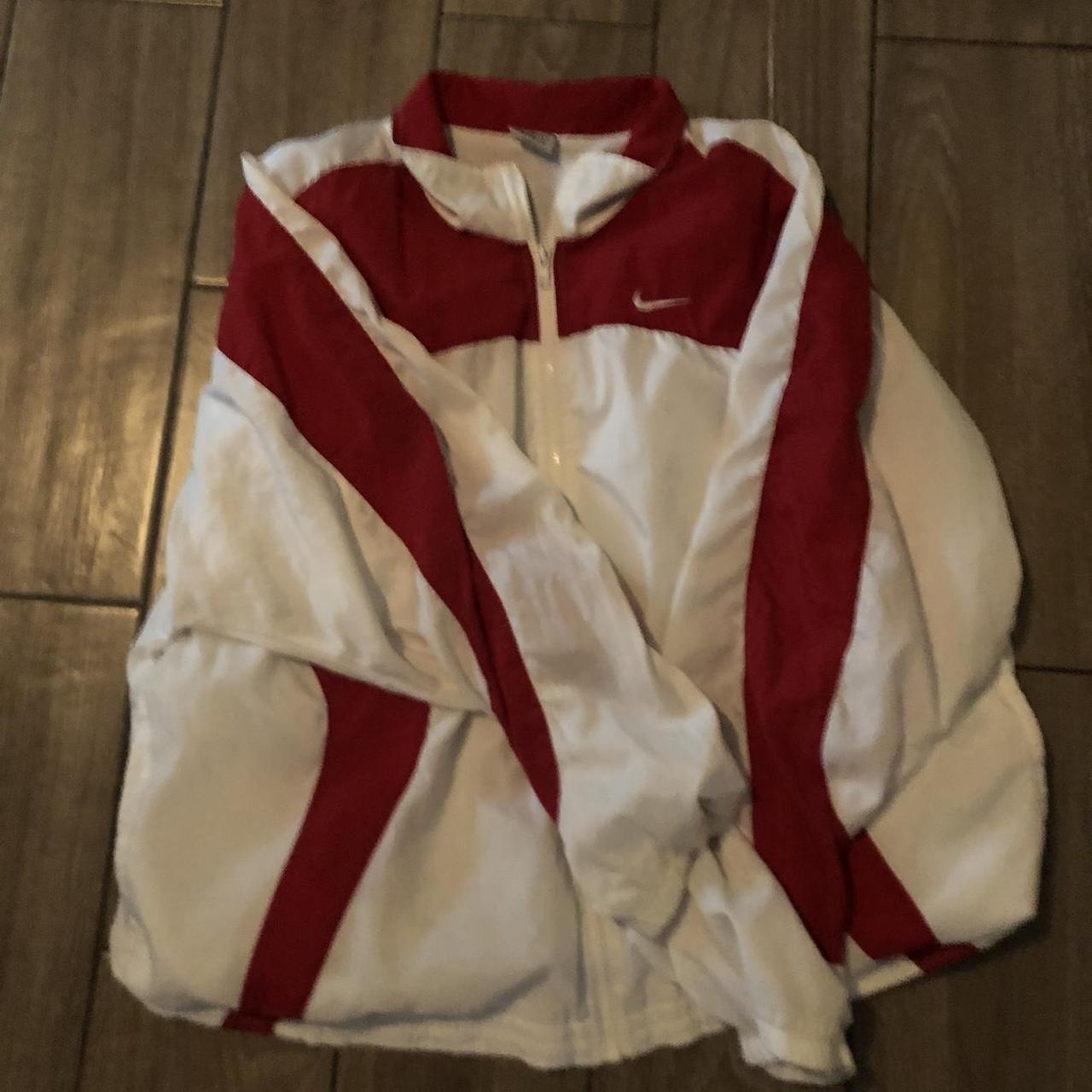 Vintage Nike white and red windbreaker nike | Depop