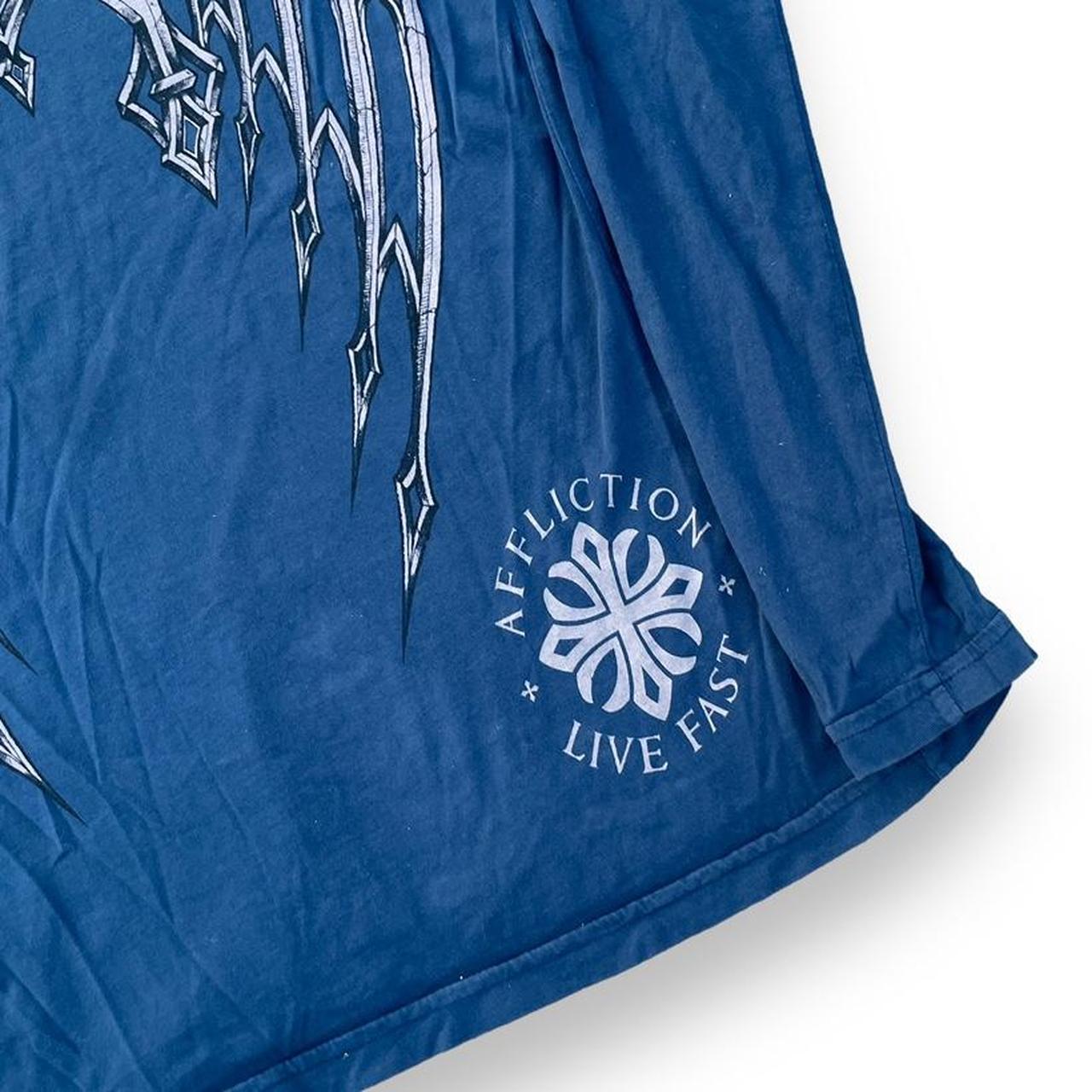 Affliction Men's Navy and Blue T-shirt | Depop