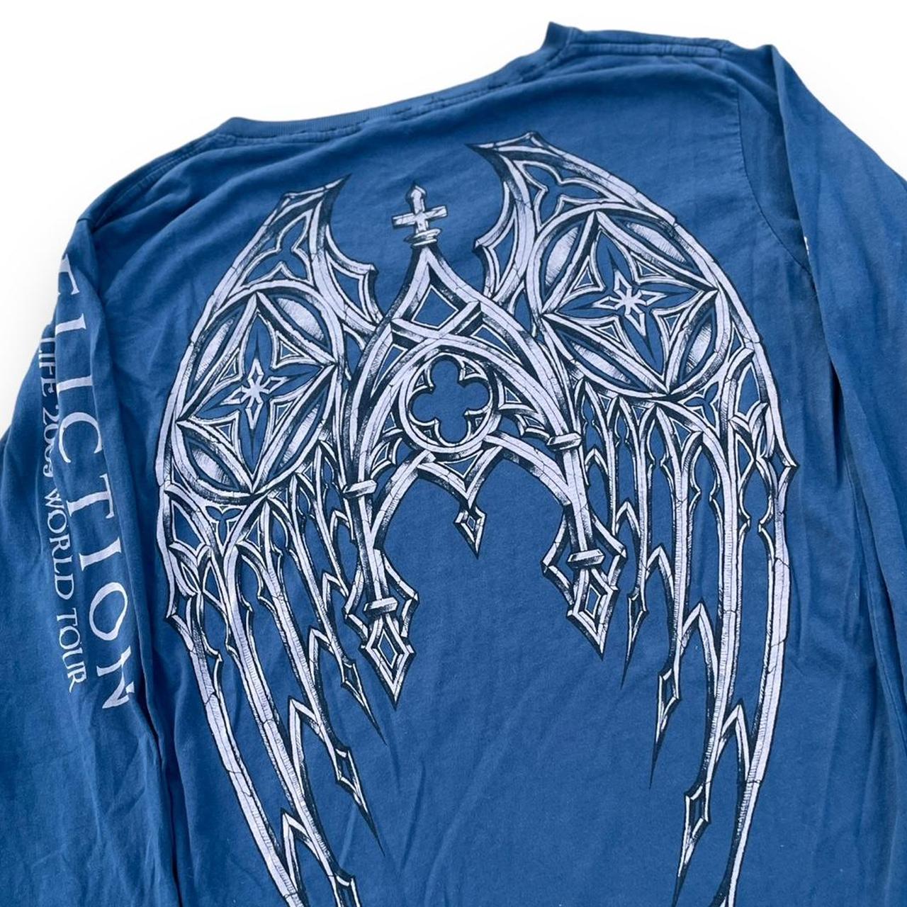 Affliction Men's Navy and Blue T-shirt | Depop