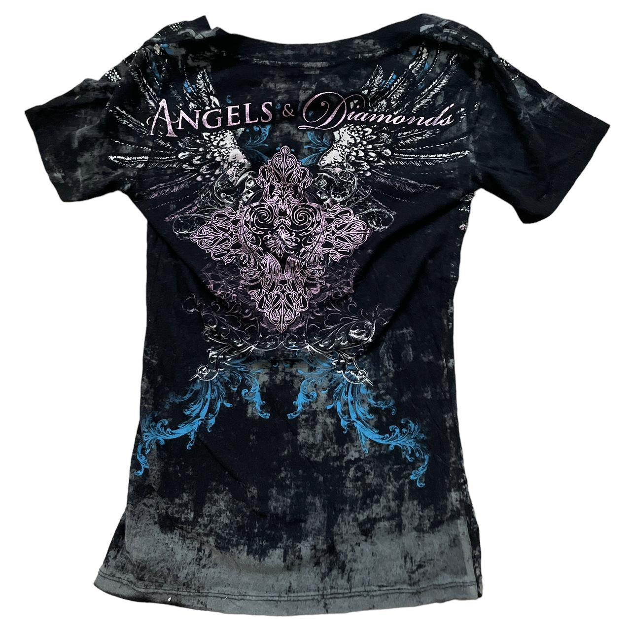 Mall Goth Y2K Angels Diamond Affliction AOP Angel... - Depop
