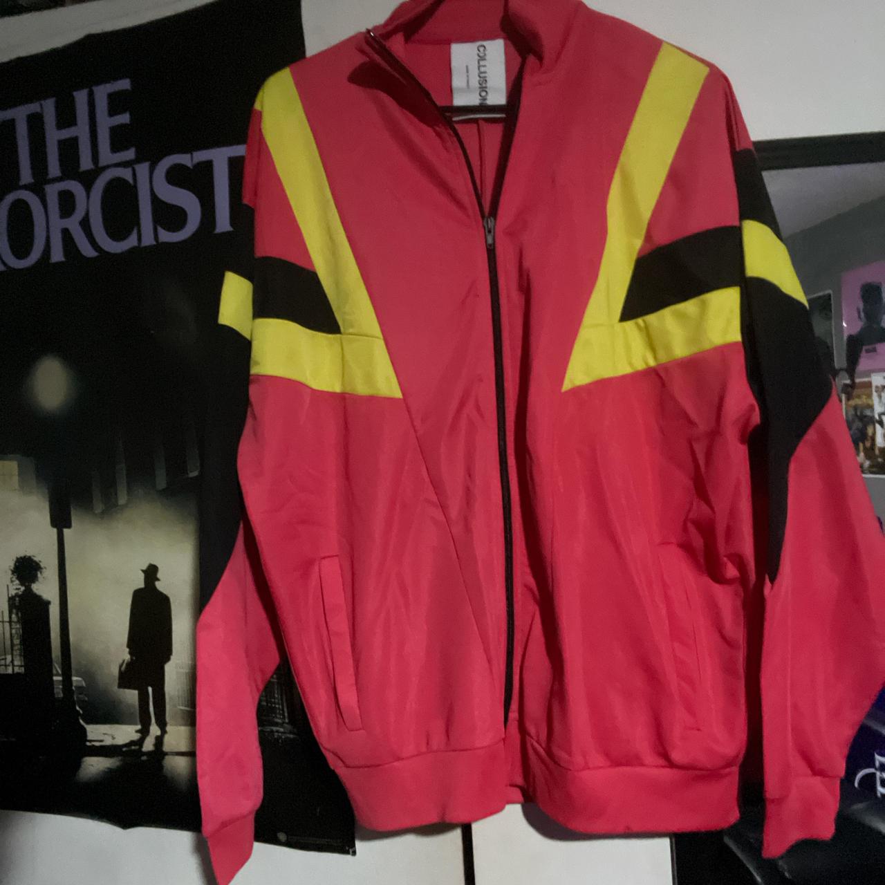 Red and yellow 80s track jacket jacket, not actually... | Depop