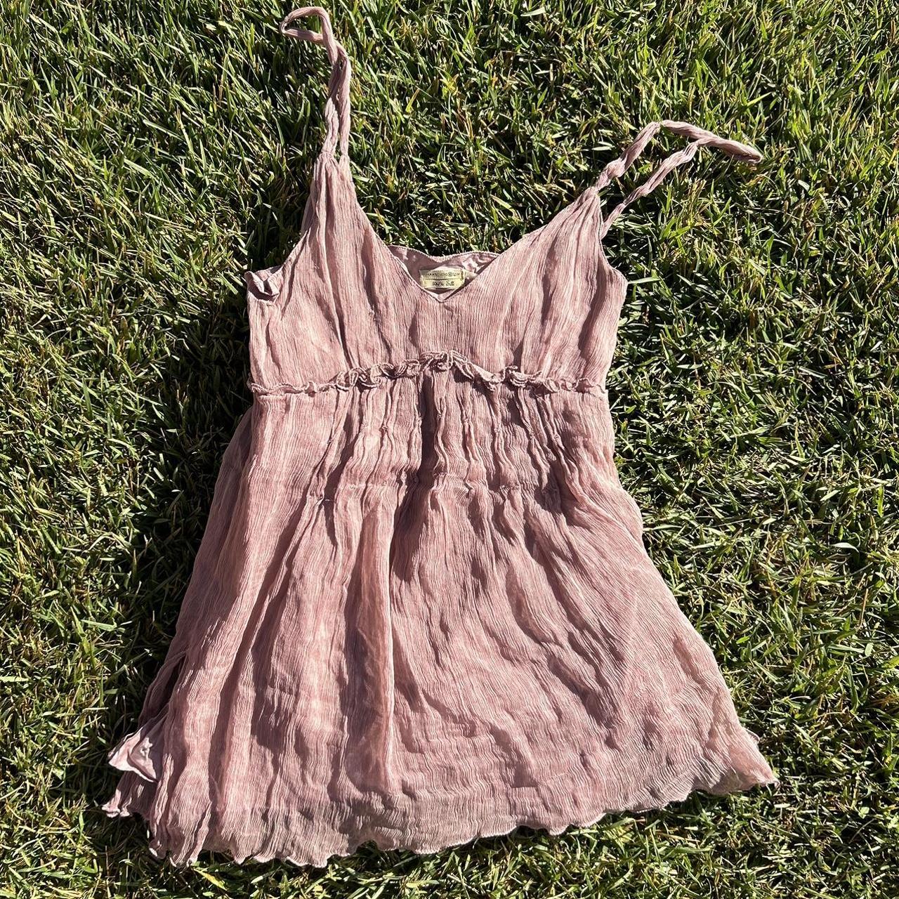 y2k max studio pink lace babydoll tank top size... - Depop