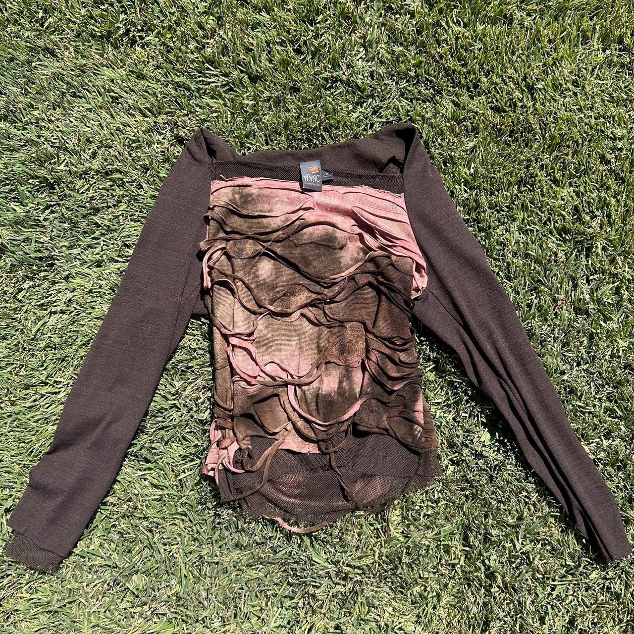 vintage grunge fairy core mesh top size xl in... - Depop