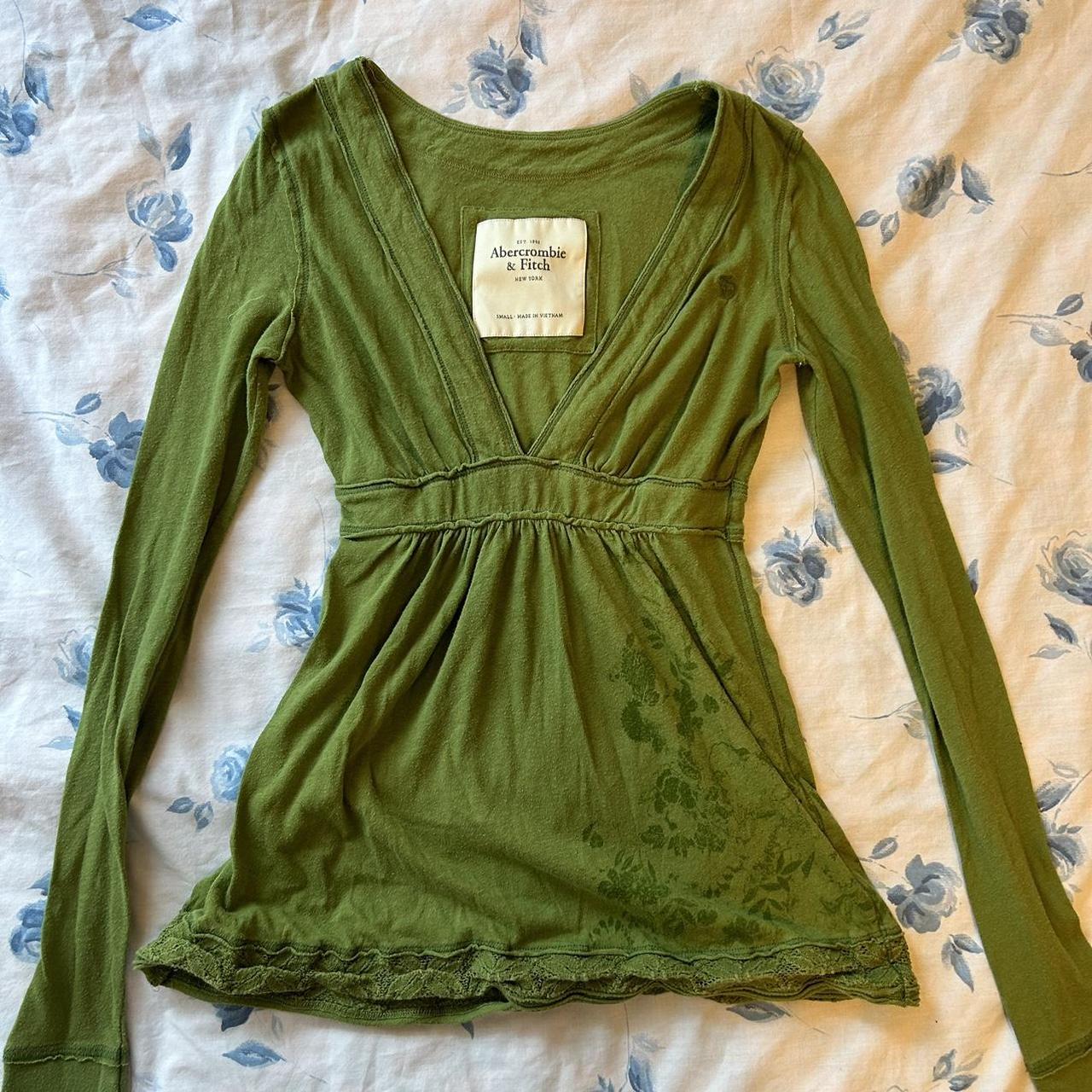 vintage rare Abercrombie and fitch green babydoll... - Depop