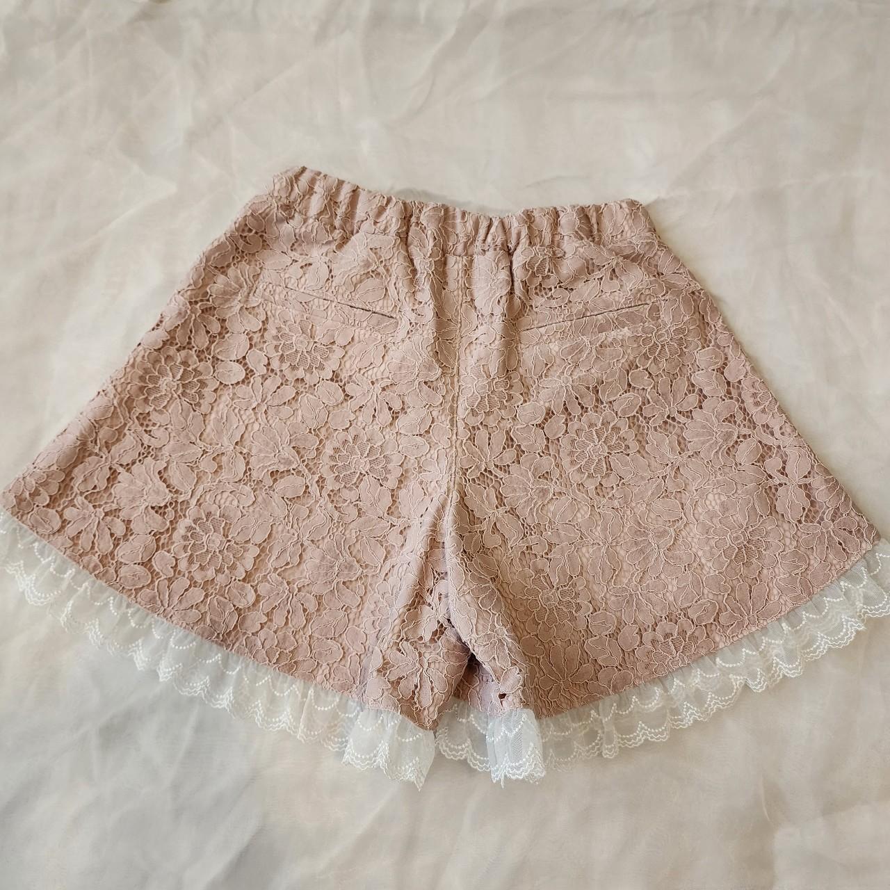 Swankiss Dusty Pink Lace Ruffle Shorts Japanese... - Depop