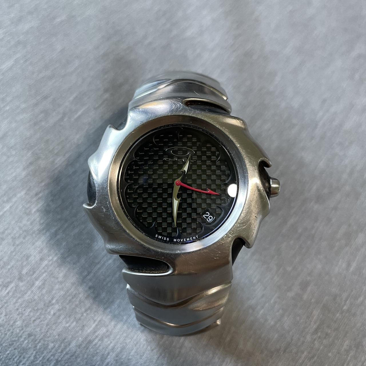 OAKLEY BLADE 2 SWISS WATCH Brushed Carbon Fiber Dial... - Depop