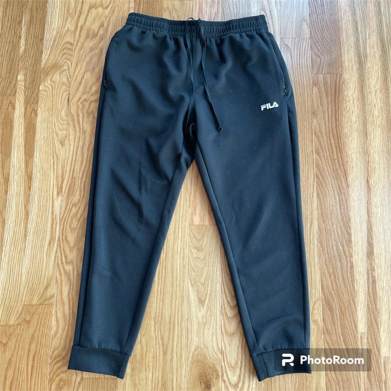 FILA Cuffed Black Sweatpants Joggers Mini Logo Men's... - Depop