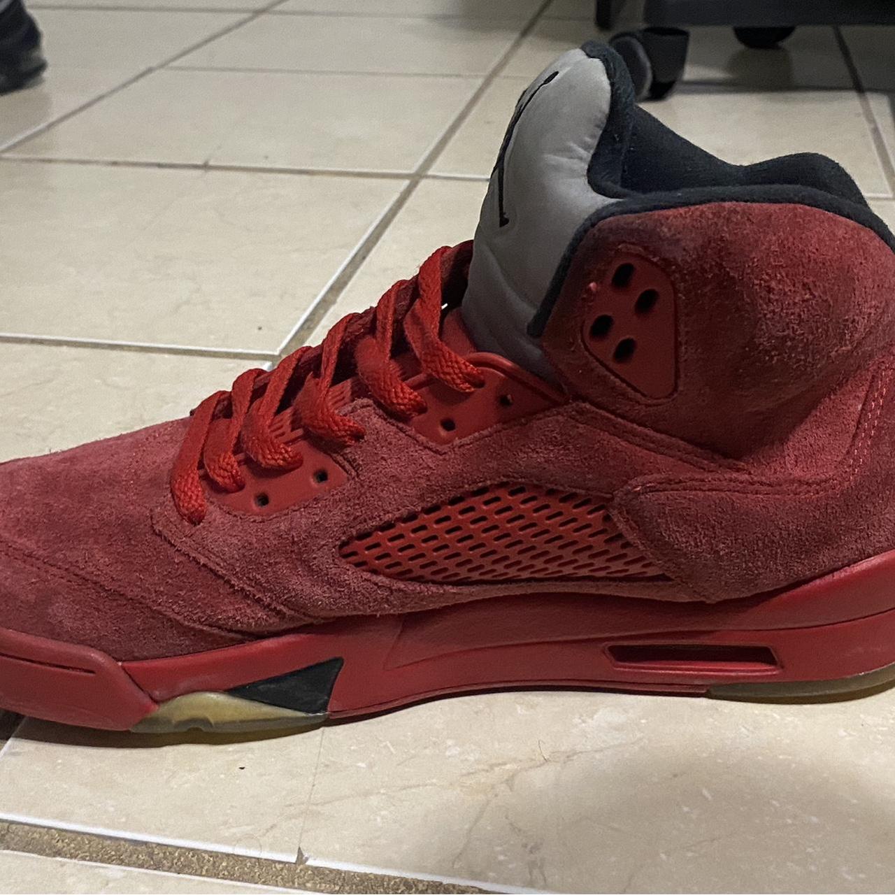 Jordan 5 Retro Red Seude recovered condition OPEN... - Depop