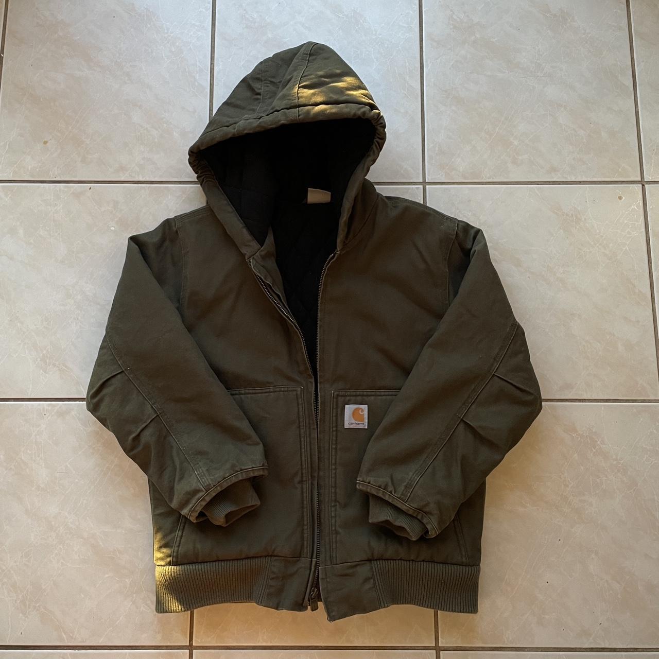 vintage carhatt jacket with hood and lining kids... - Depop