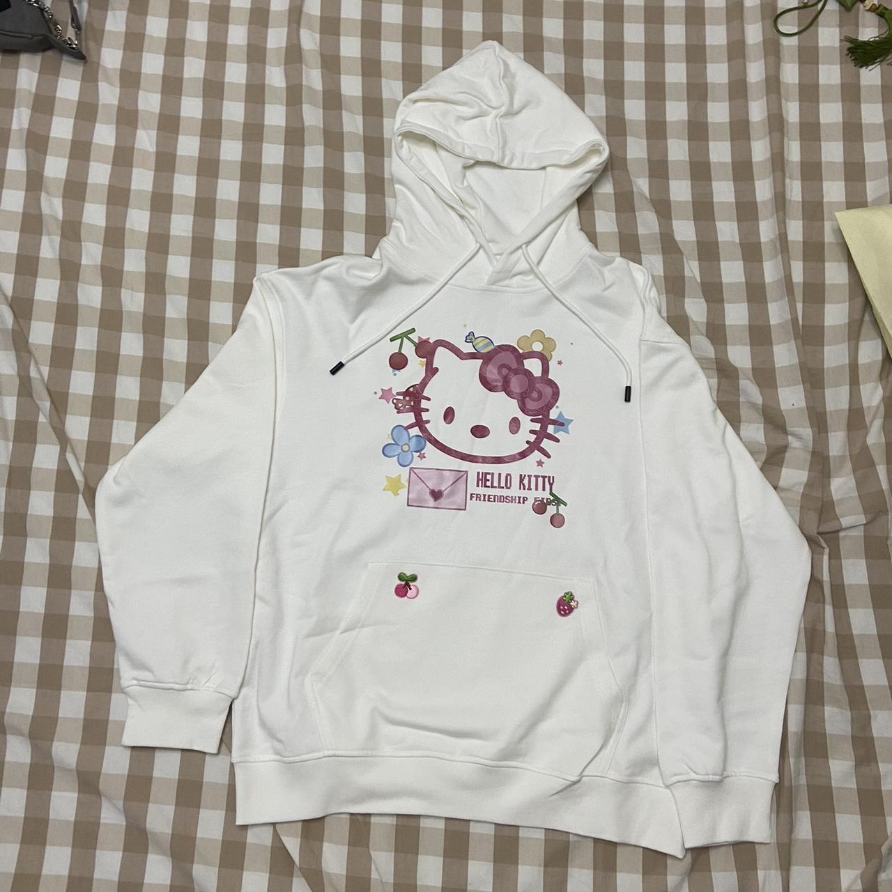 handmade custom hello kitty hoodie with embroidered... - Depop