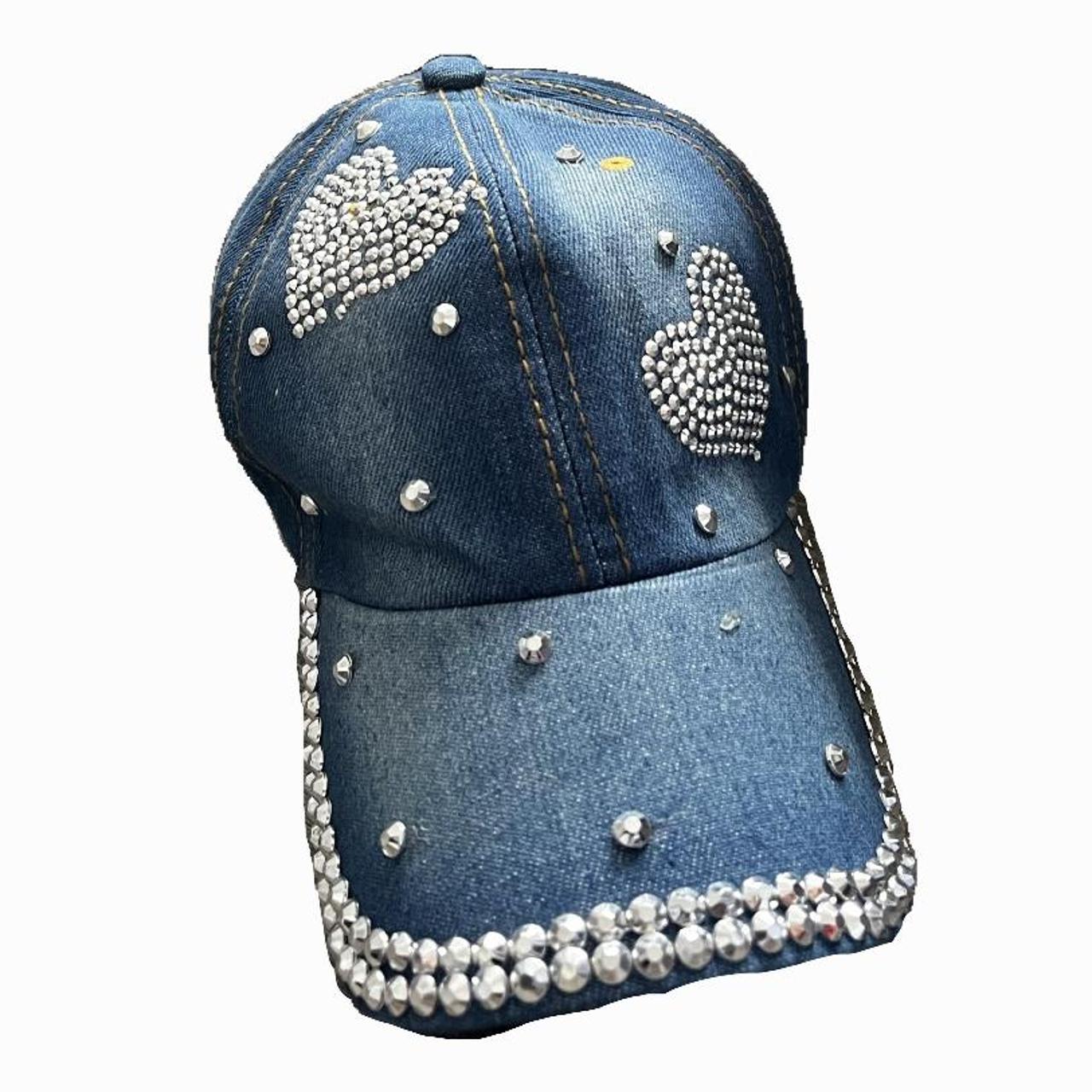 y2k hat bedazzled! cute jean 2000s hat! #y2k #hat... - Depop