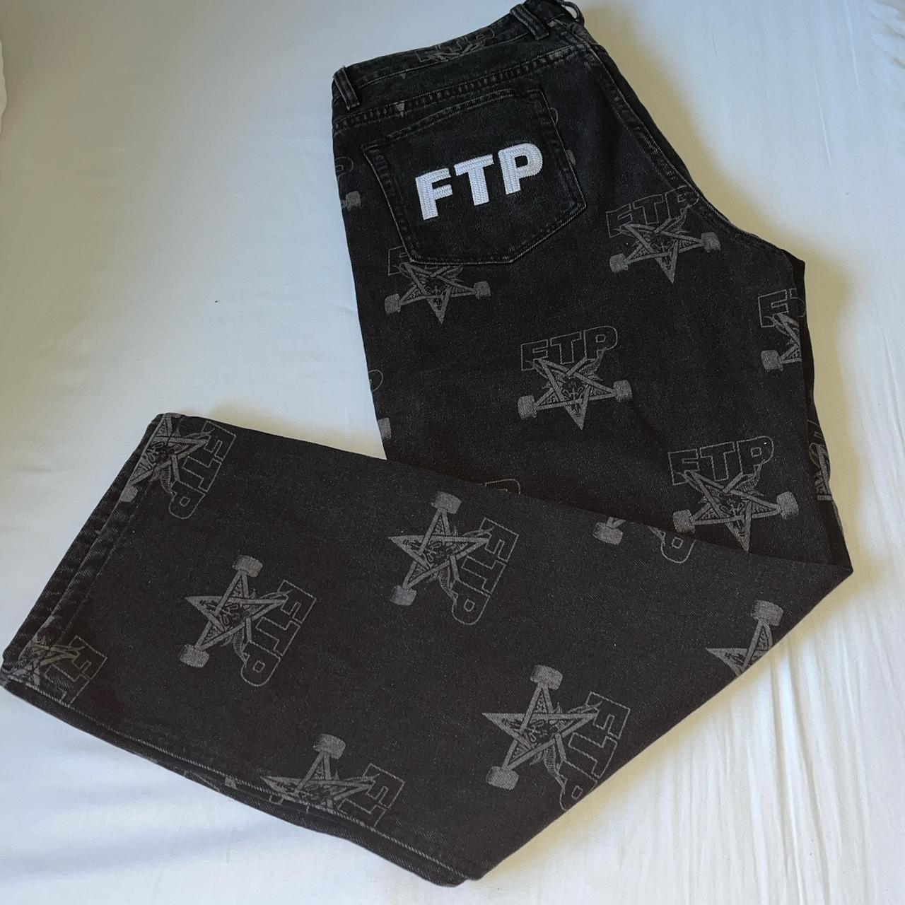 FTP x thrasher denim all over pants Color... - Depop