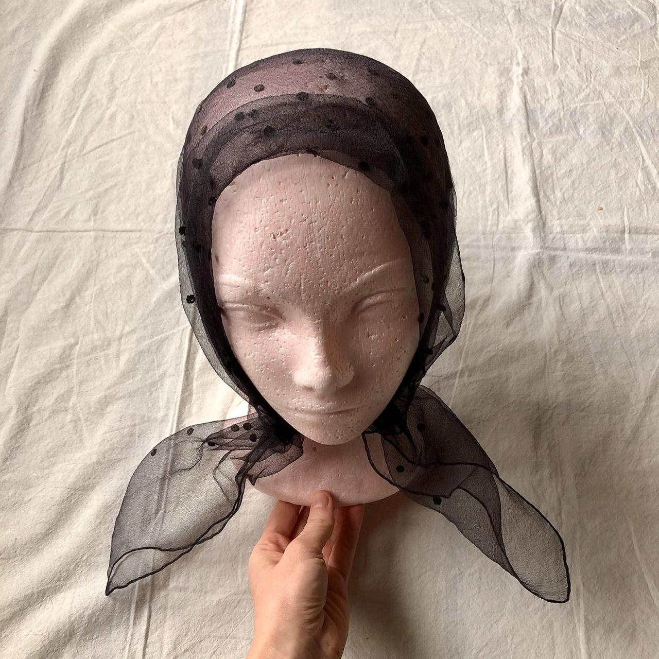 vintage swiss dot handkerchief / bonnet 50s 60s... | Depop