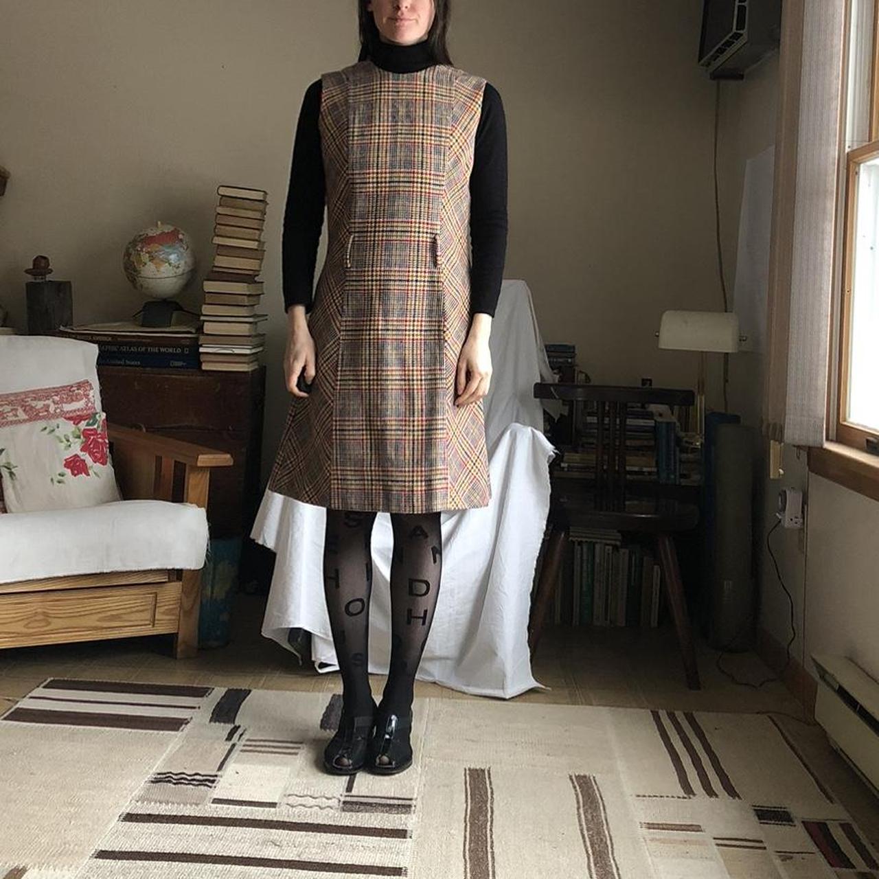 vintage plaid pinafore 60s 70s era Cos Cob... | Depop