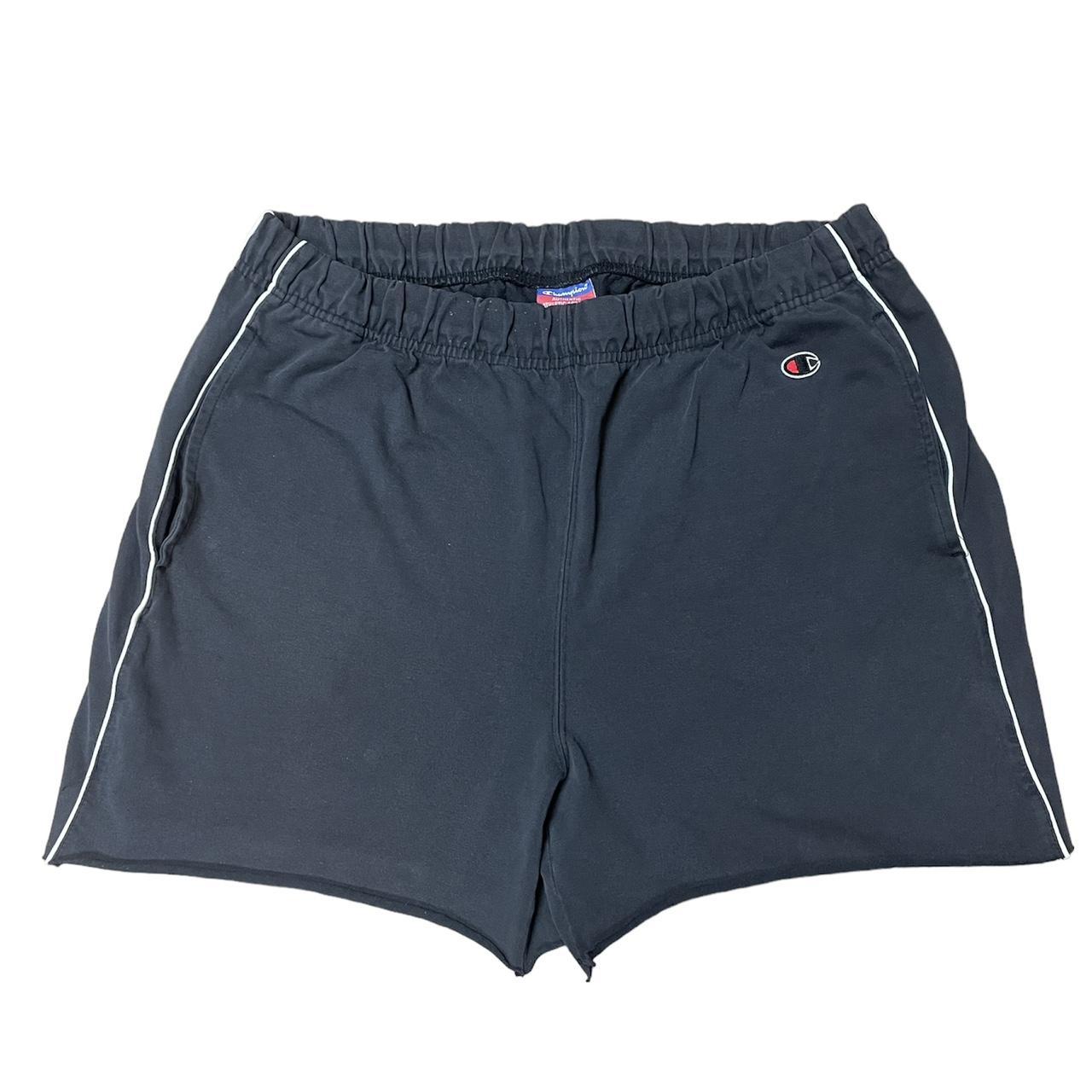VINTAGE CHAMPION SHORTS Black shorts with white... - Depop