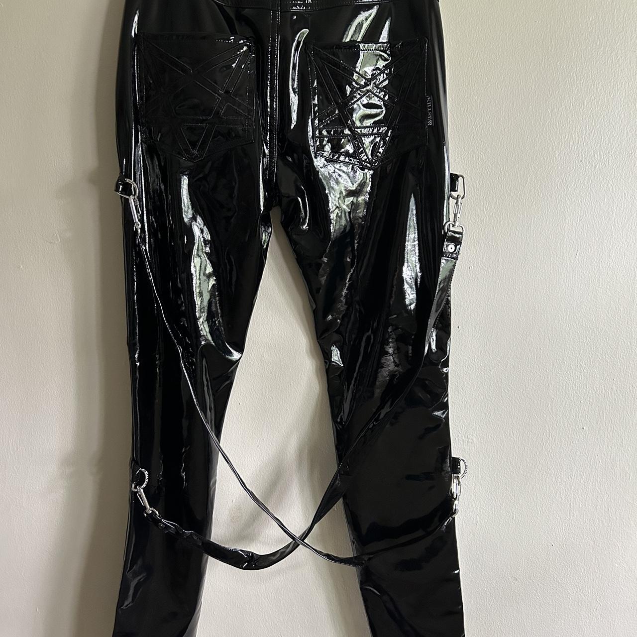 Killstar High Gloss PU bondage skinny jeans in... - Depop