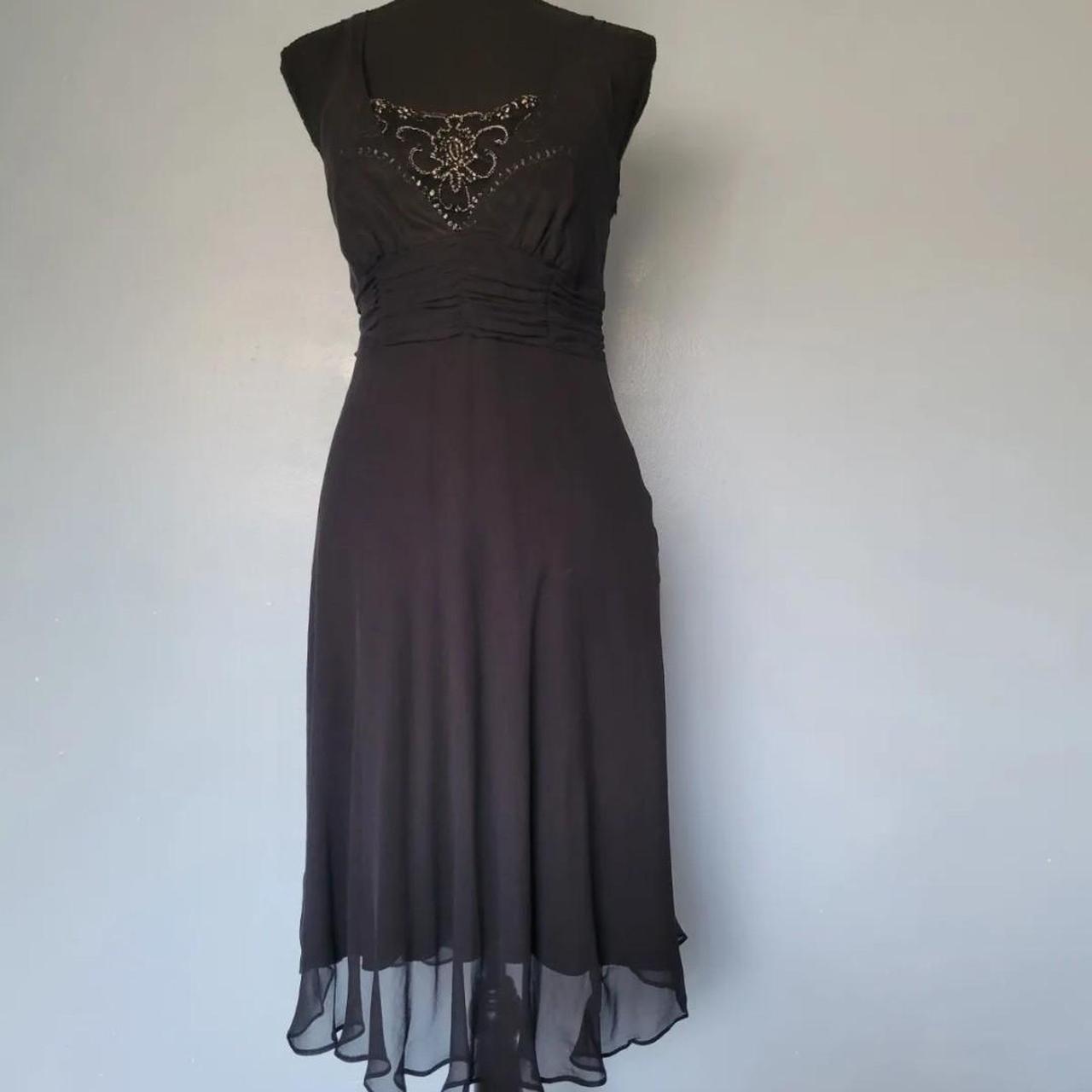 Jonathan Martin Studio Silk Beaded Black Dress Size... - Depop