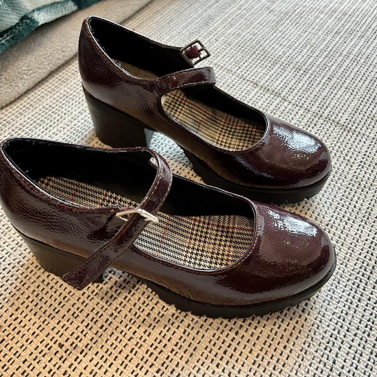 Cute Platform Heels Very Dark burgundy color... - Depop