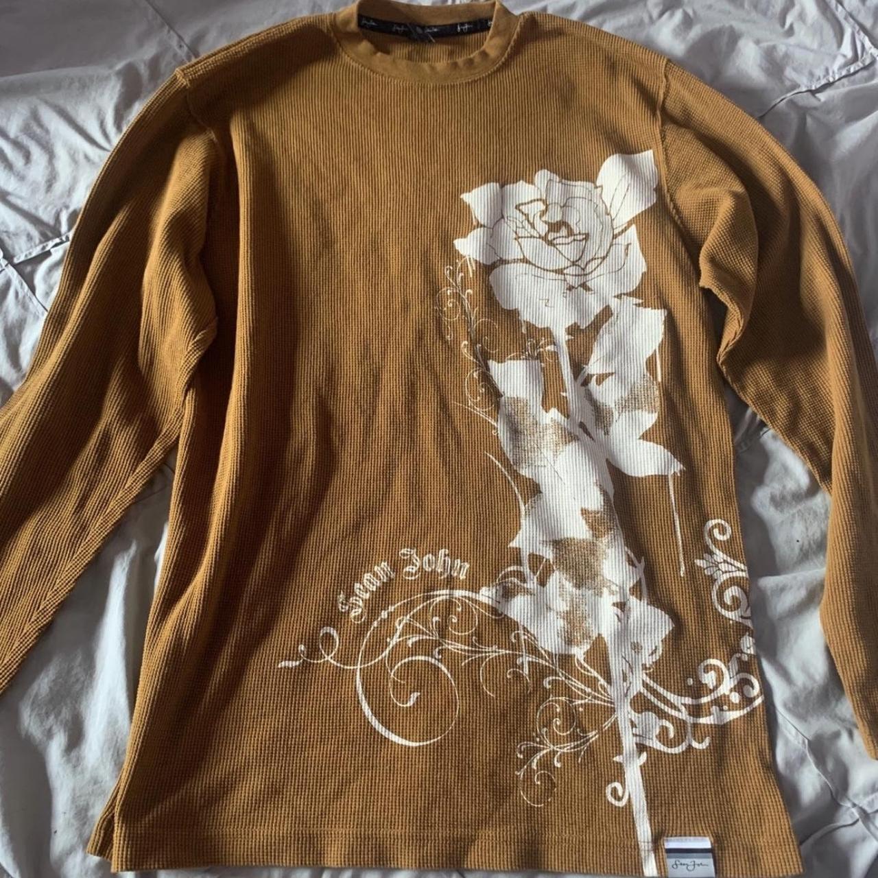 grunge y2k thermal yellow long sleeve shirt men’s... - Depop