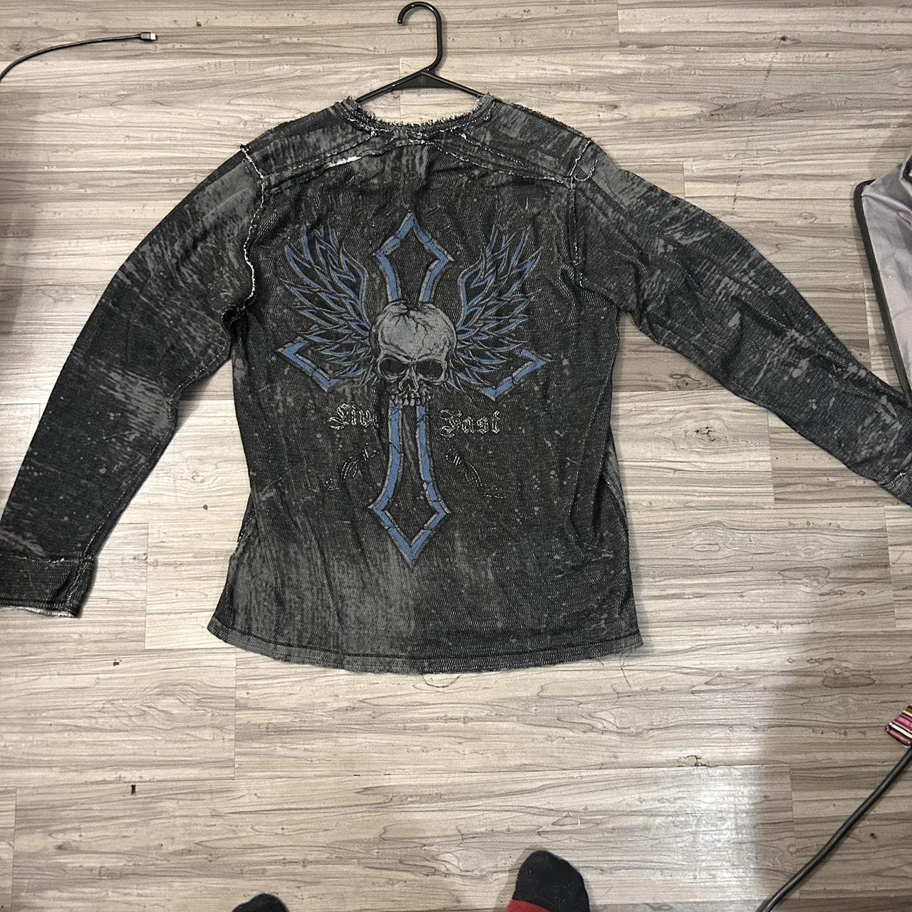 Reversible affliction long sleeve... - Depop