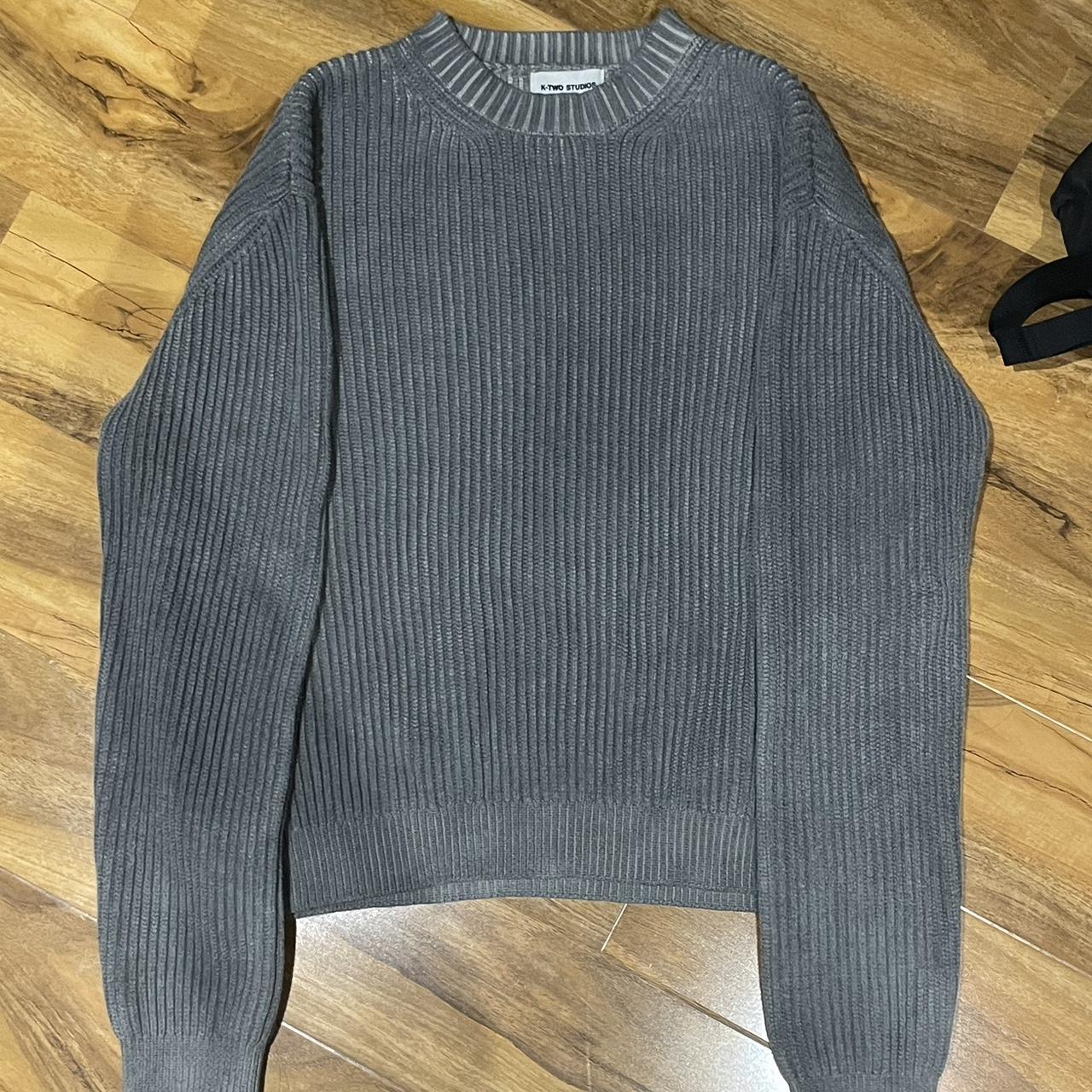 K-TWO Studios Grey Knit Medium Never worn Pit2Pit:... - Depop