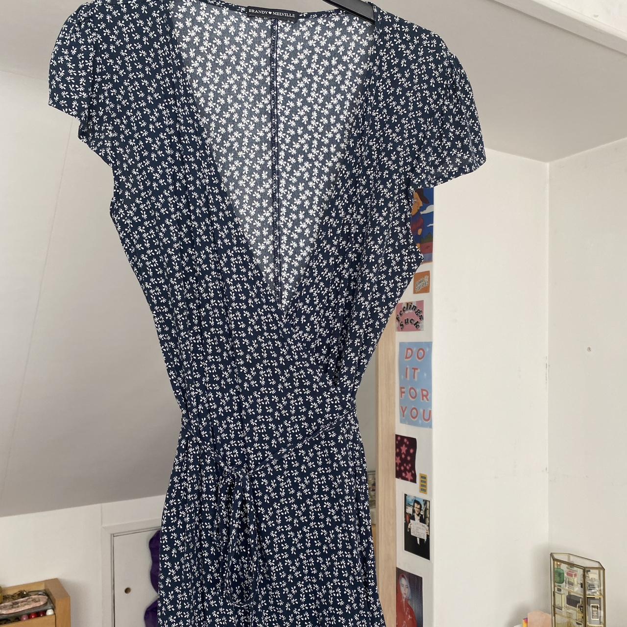 Brandy Melville Robbie Dress (Navy with Floral... - Depop Brandy Melville Robbie Dress (Navy with Floral... - Depop