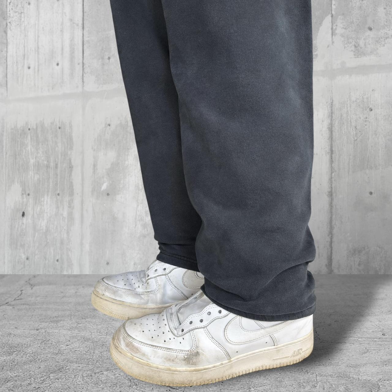 Vintage y2k crazy sun faded black sweatpants Size:... - Depop