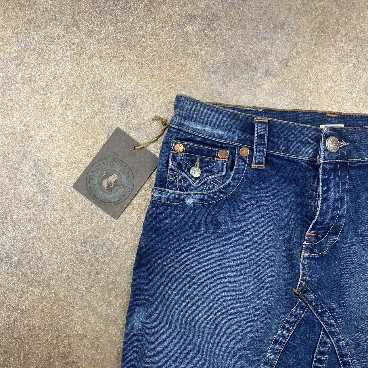 True Religion Denim Skirt Navy colour, quality mid... - Depop