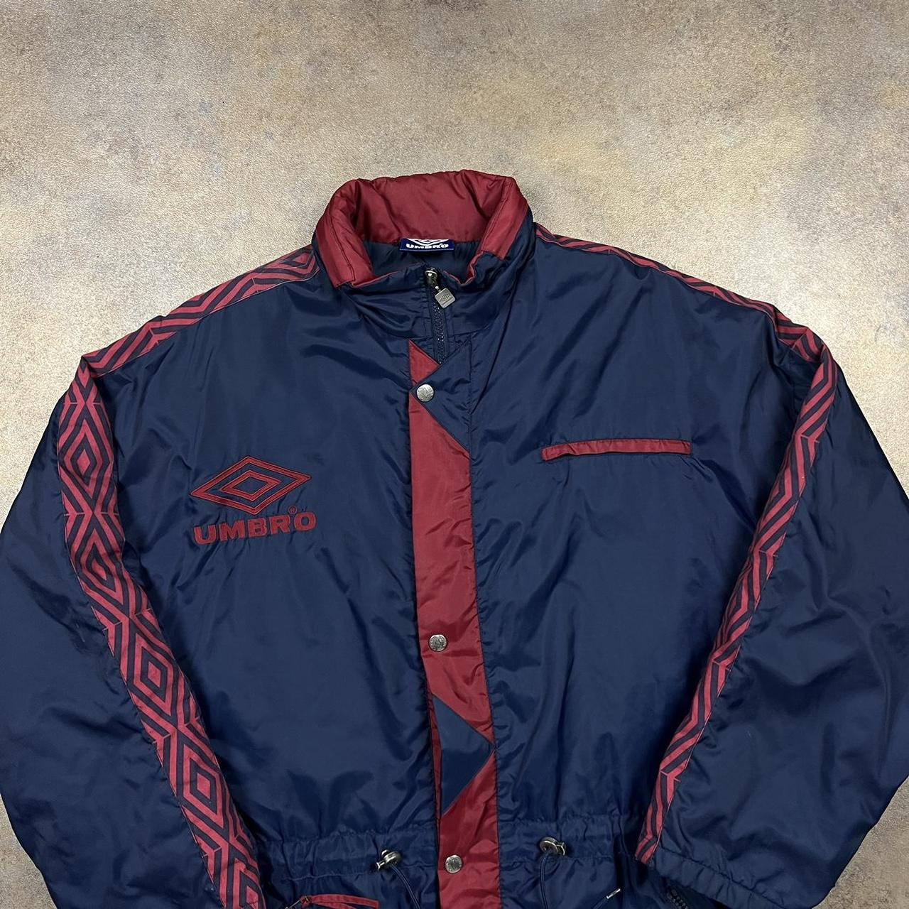 Umbro Football Manager Track Jacket Navy/ Red... - Depop