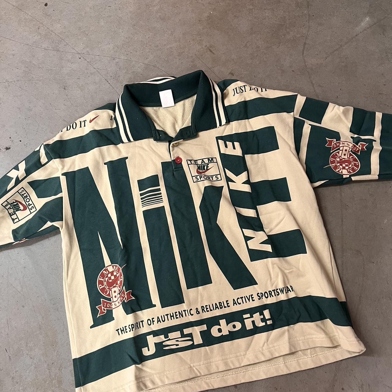 Nike Soccer Just Do It Green Collar Shirt Size Small - Depop