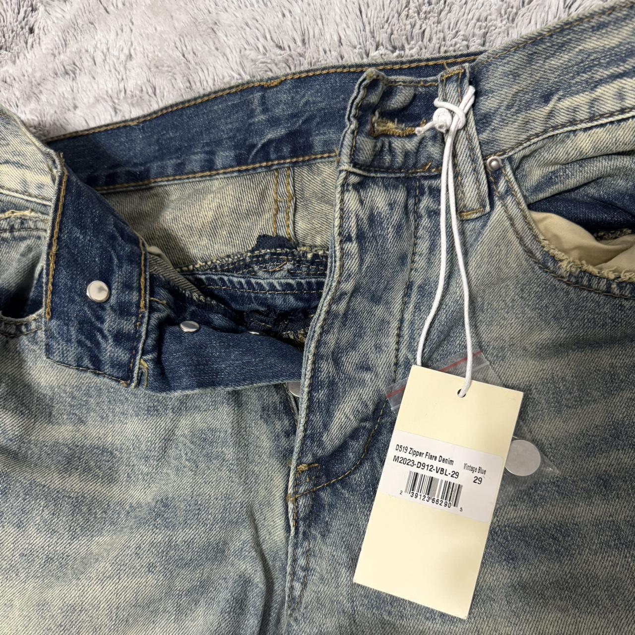 Zipper Flare Denim MNML Brand New Vintage Blue Size 29 - Depop
