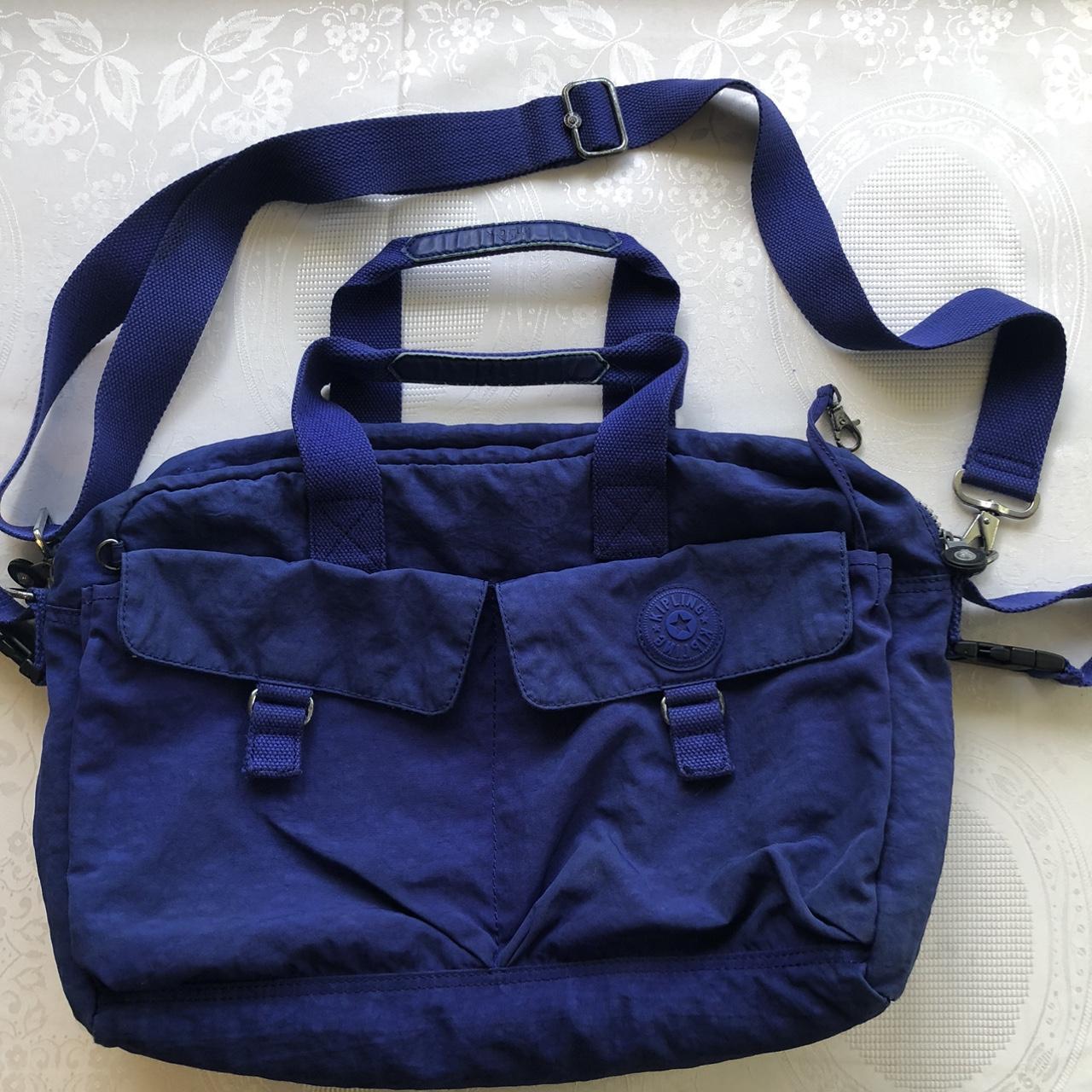 Kipling Utility Messenger Royal Blue Nylon Handbag... - Depop
