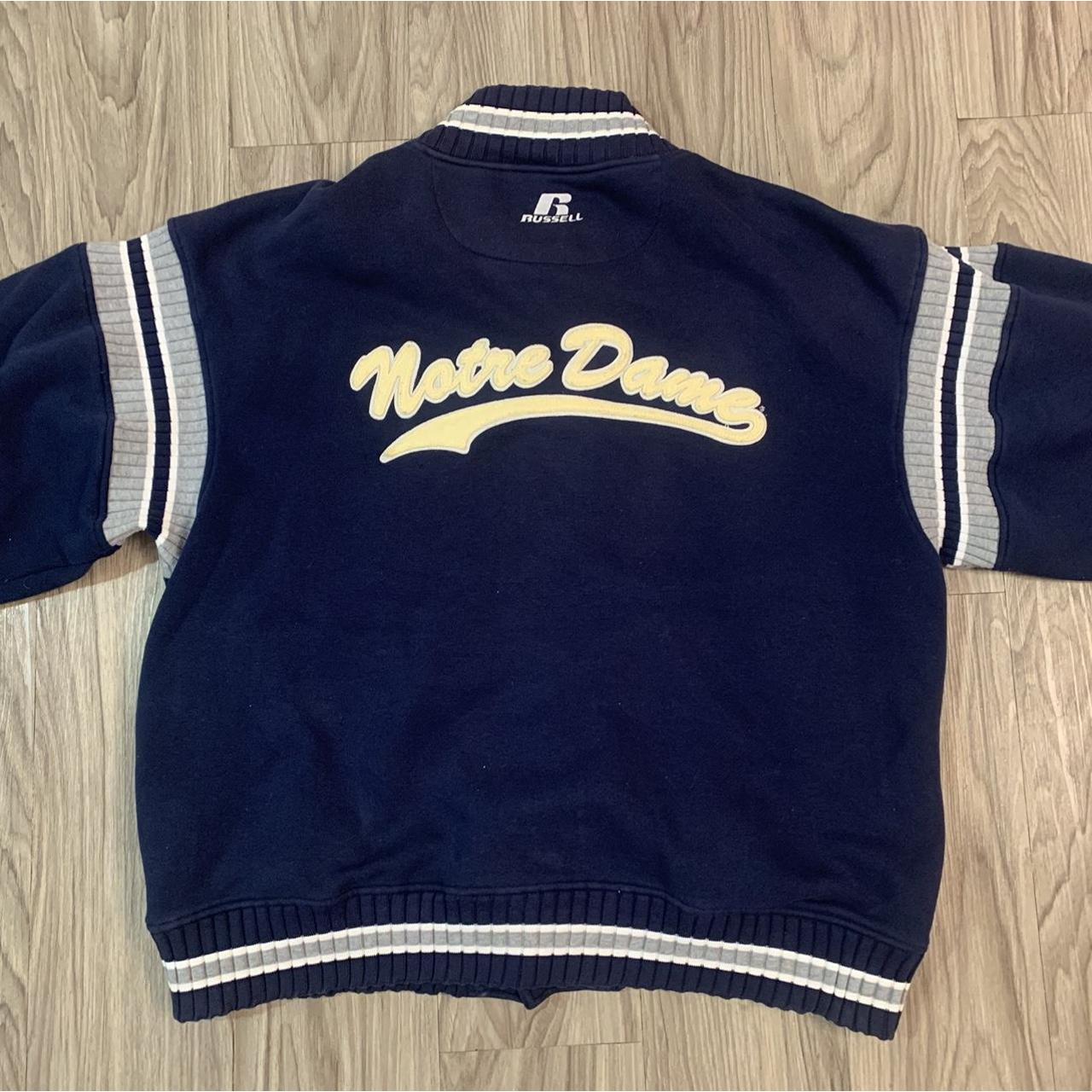 Notre Dame Russell Athletics Varsity Bomber Jacket... - Depop