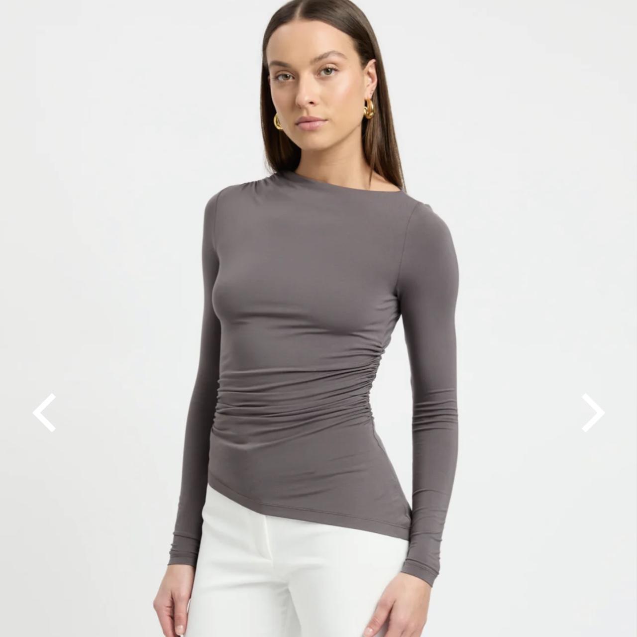 Kookai Silene Asymmetric Top Colour Charcoal Grey... - Depop