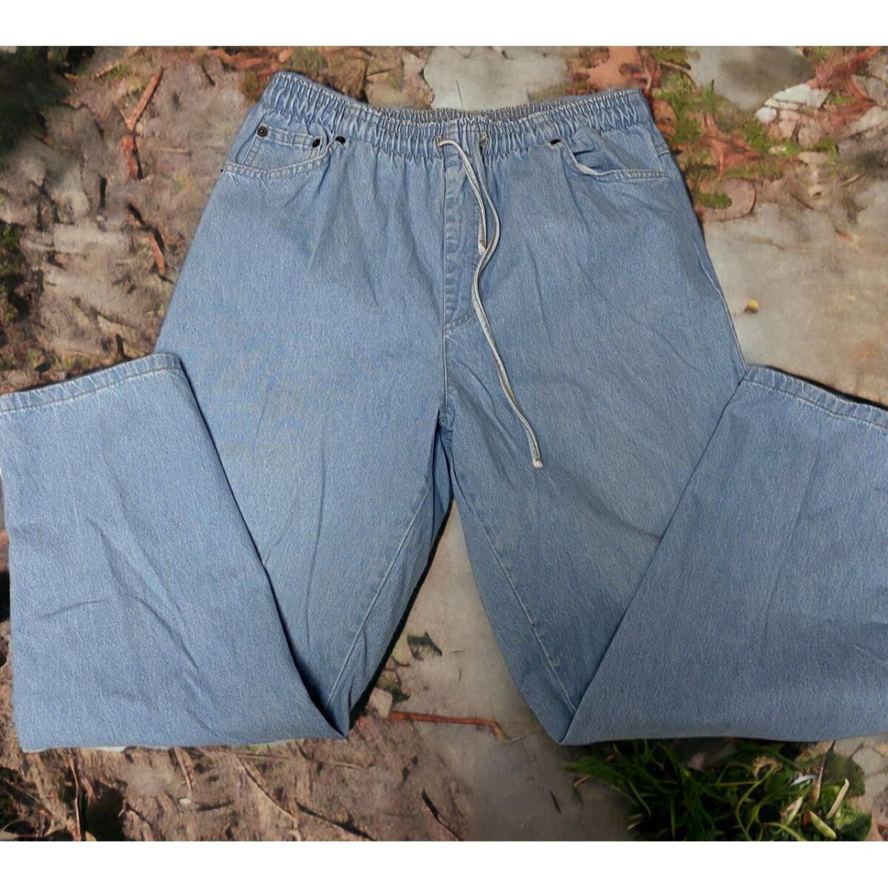 Jeans Drawstring Womens 16P Tapered Leg Light Wash... - Depop