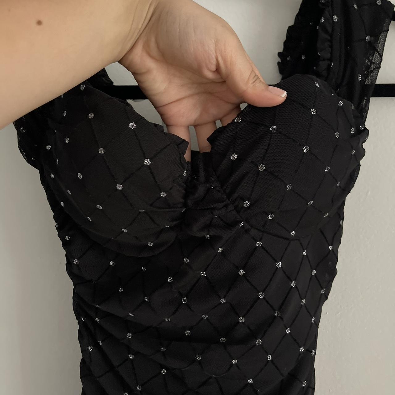 Black and silver off the shoulder body snatching... - Depop