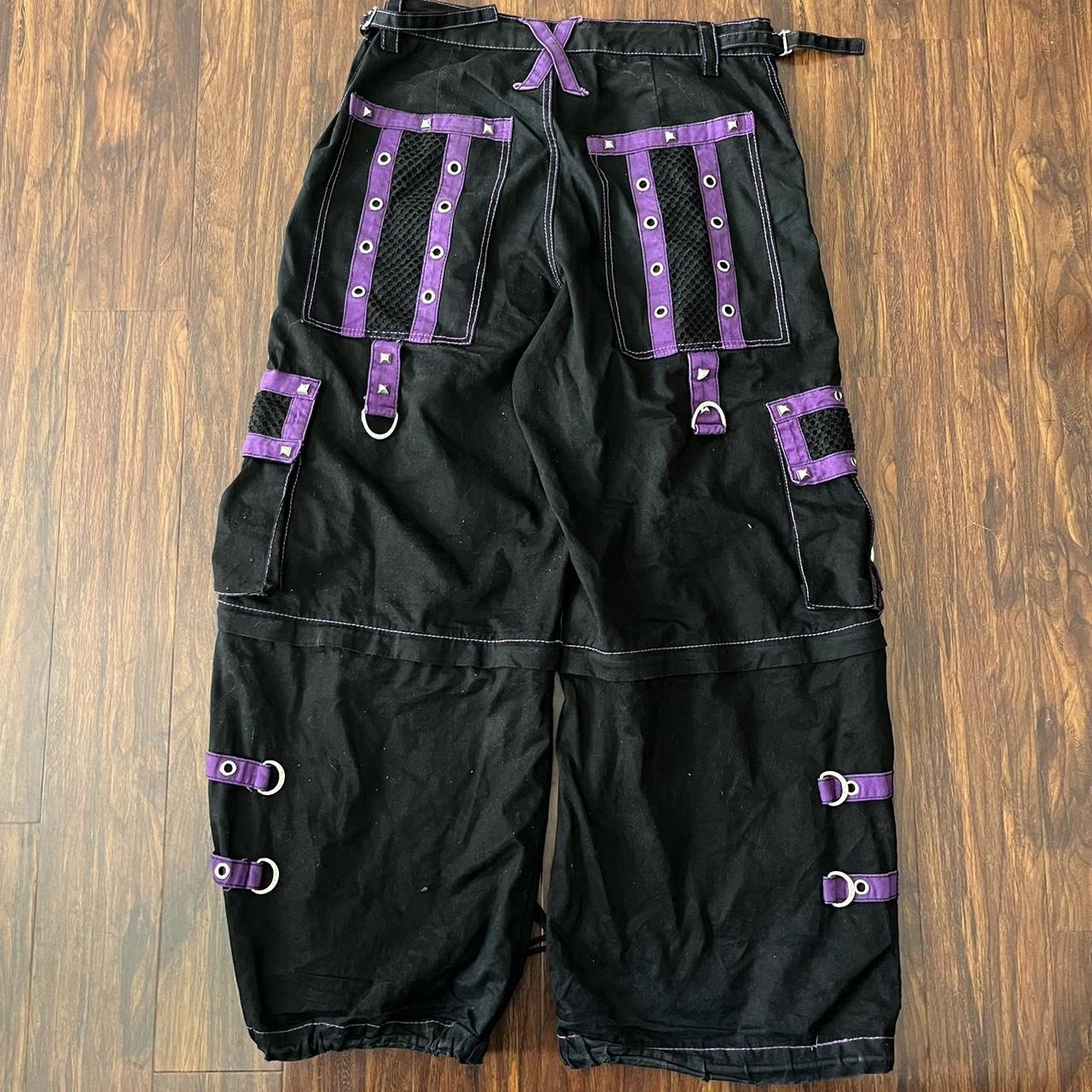 CRAZY RARE VINTAGE TRIPP PANTS BLACK PURPLE CONTRAST... - Depop