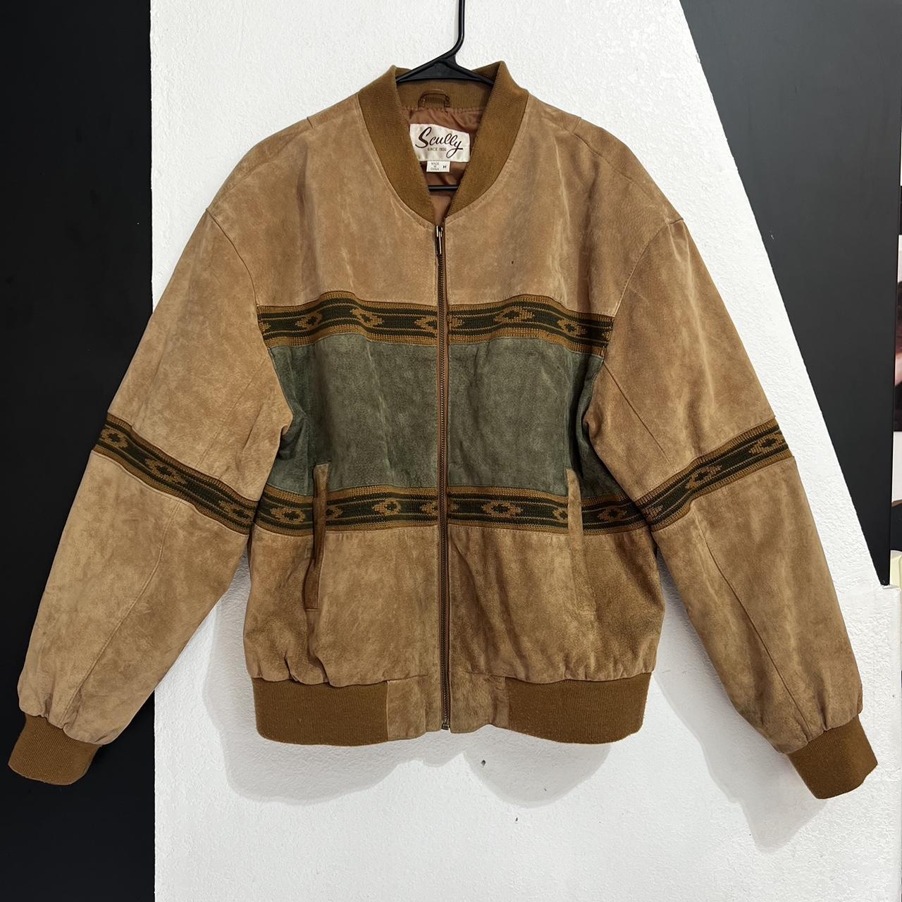 Scully genuine leather Aztec western bomber zip up... - Depop